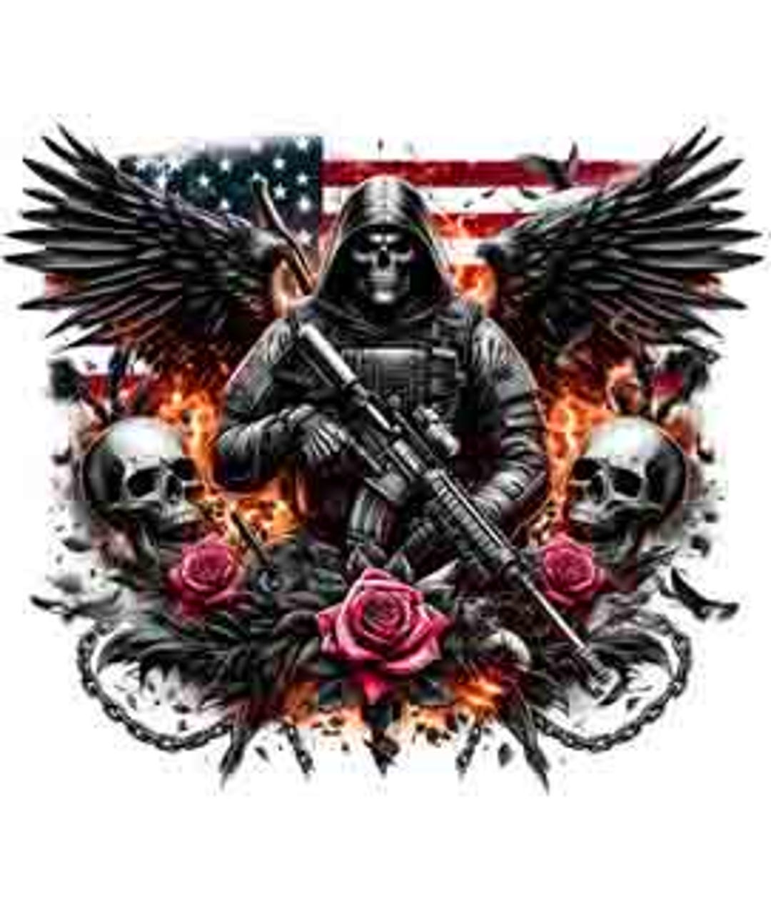 American Patriot Soldier Skull Grim Reaper , Army Military Digital Art ...