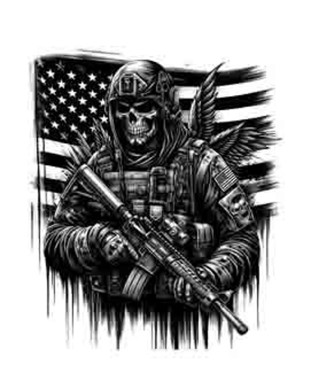 American Patriot Soldier - Skull Grim Reaper Army Military Digital Art ...
