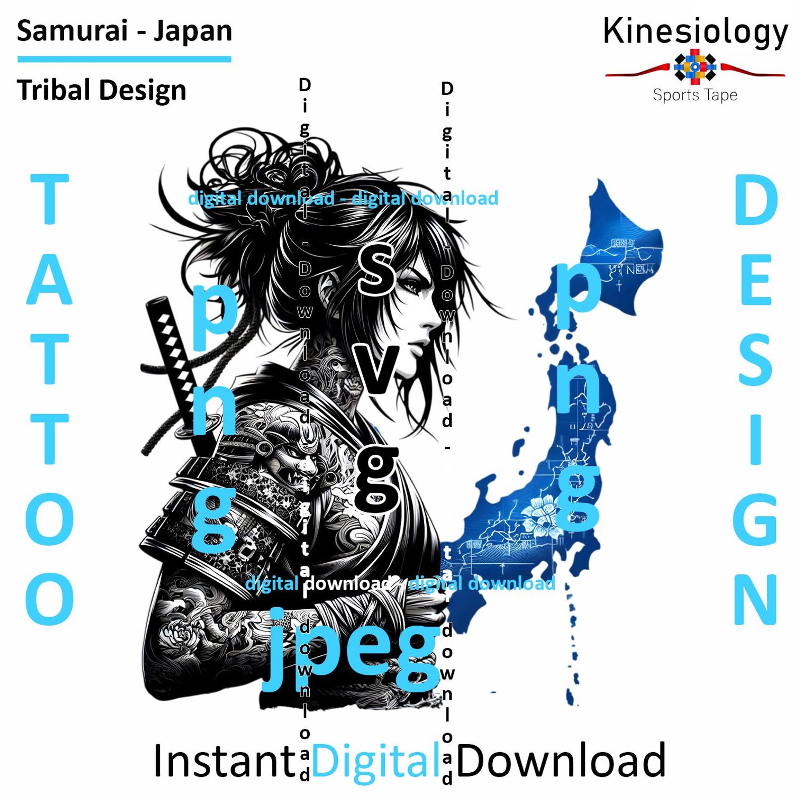 Japanese Samurai - Digital Art Collection | PNG, JPEG & SVG | Instant ...