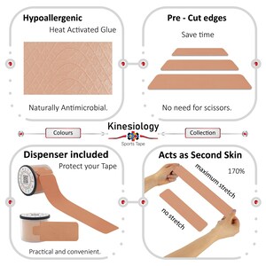 Sports Tape Beige Pre Cut With Dispenser - Athletic Sports Tape - for ...