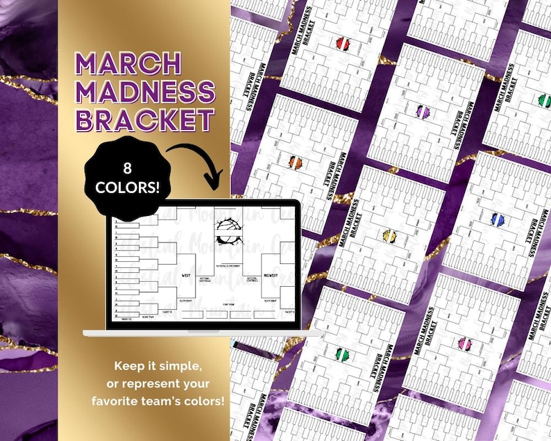 March Madness Bracket: NCAA Tournament Printable With 8 Colors (PDF) - Etsy