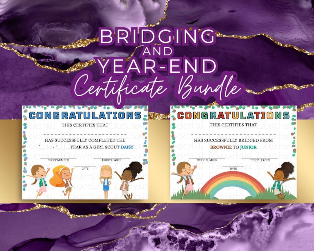Girl Scout Bridging & Year-end Certificates: Printable PDF Bundle - Etsy