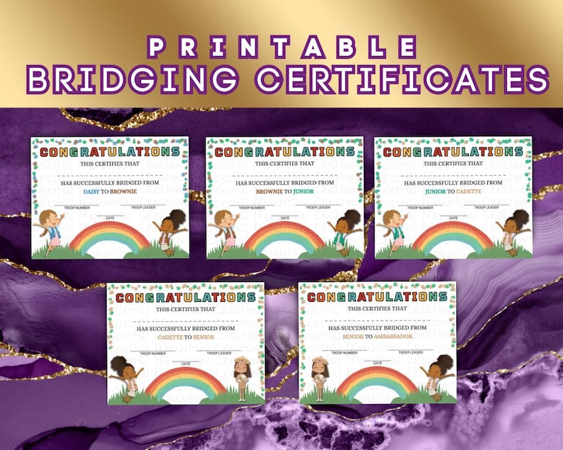 Girl Scout Bridging & Year-end Certificates: Printable PDF Bundle - Etsy