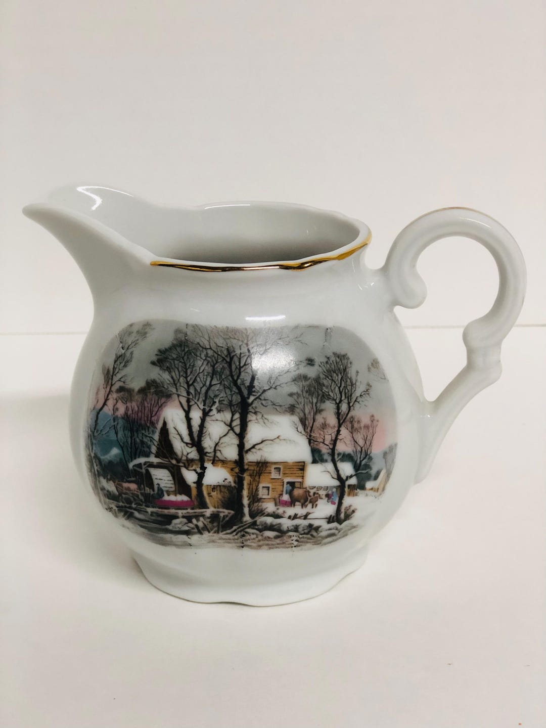 Vintage 1977 Avon Porcelain Currier and Ives Collector's Creamer ...