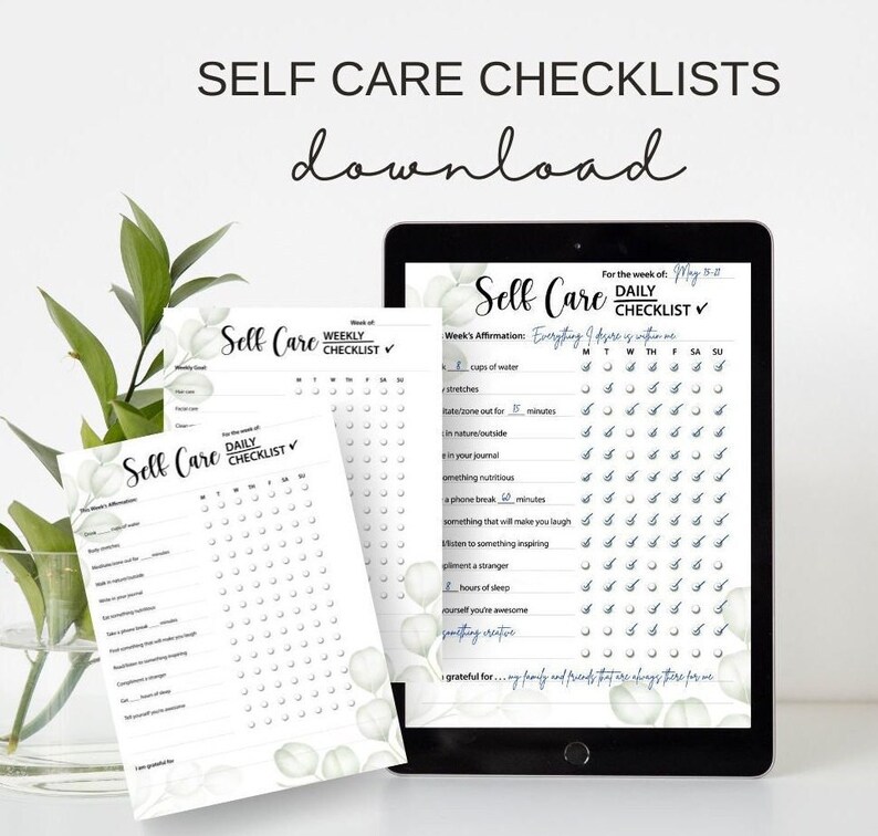 Self Care Daily and Weekly Checklist, Printable Template, Self Care ...