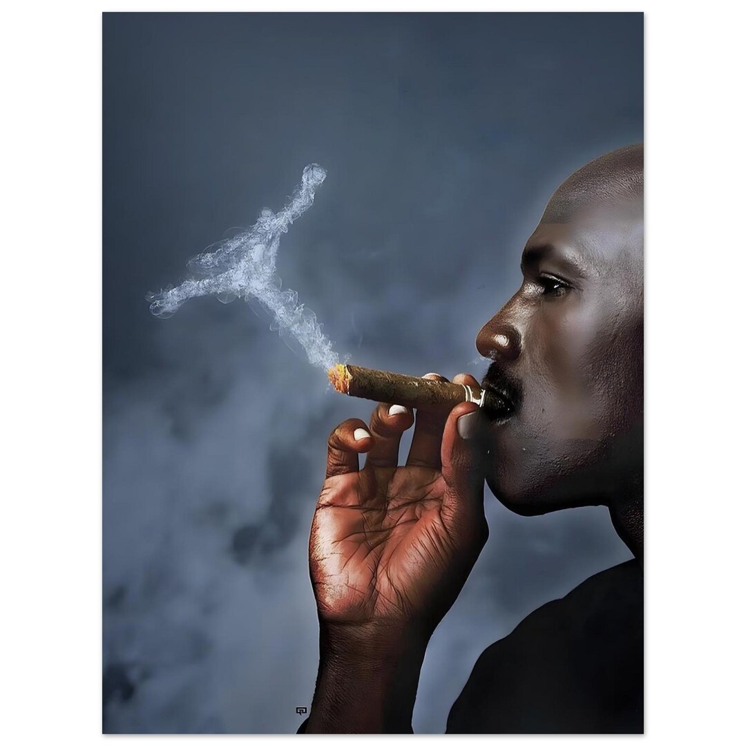 Jordan Chilling With Cigar Poster, Basketball Legend Matte Vertical ...