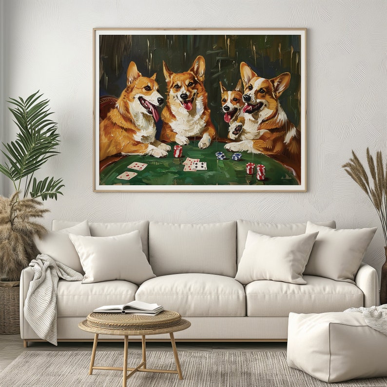 Dogs Playing Poker | Corgis | Painting | Digital Download - Etsy