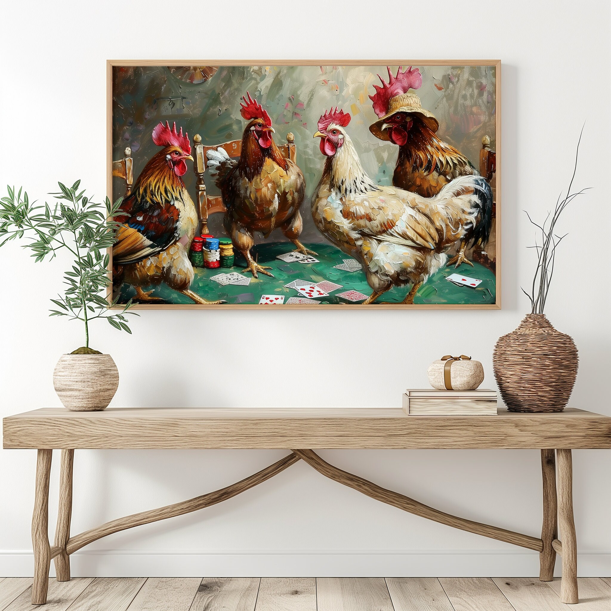 Chickens Playing Poker | Painting | Digital Download | 1 - Etsy