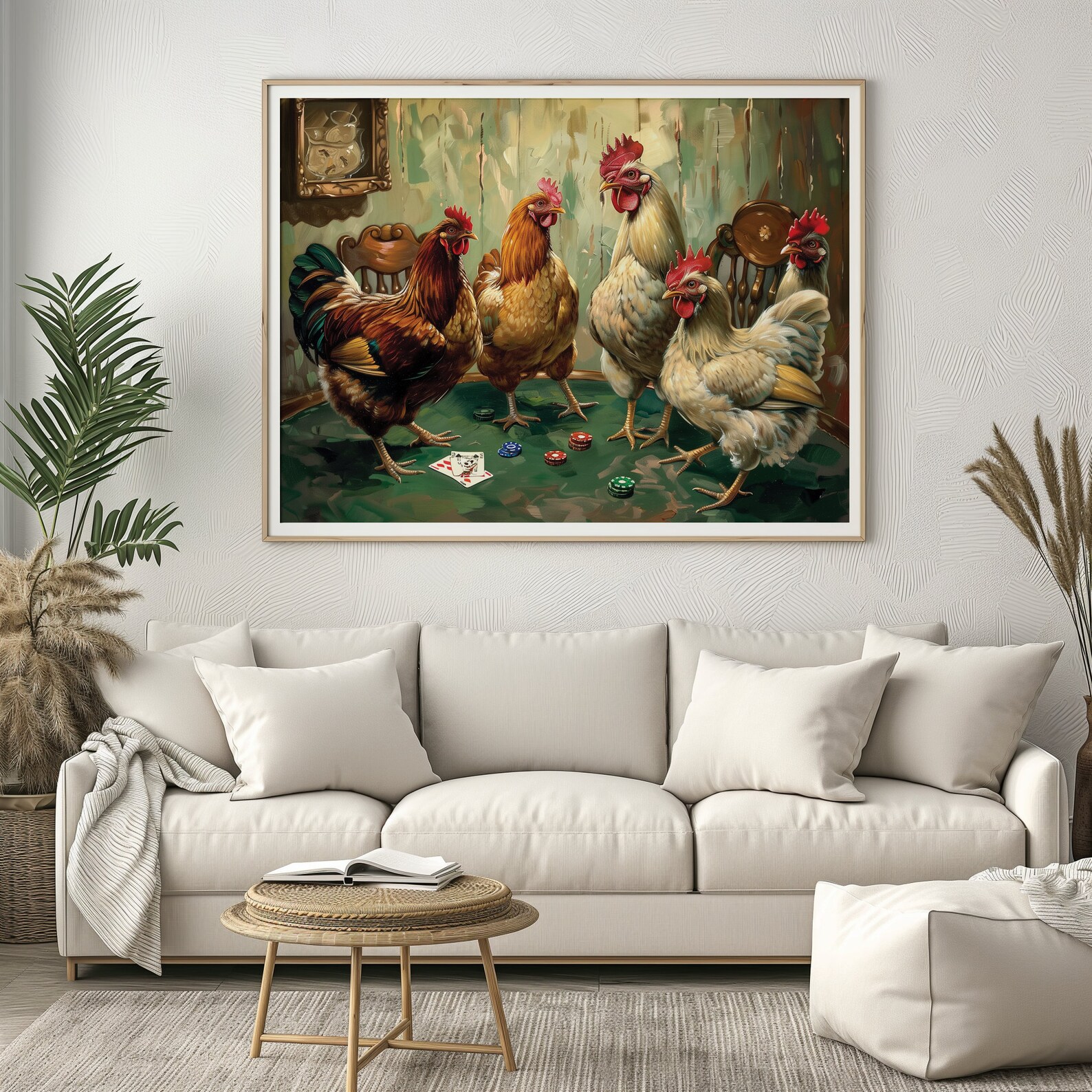Chickens Playing Poker | Painting | Digital Download | 2 - Etsy