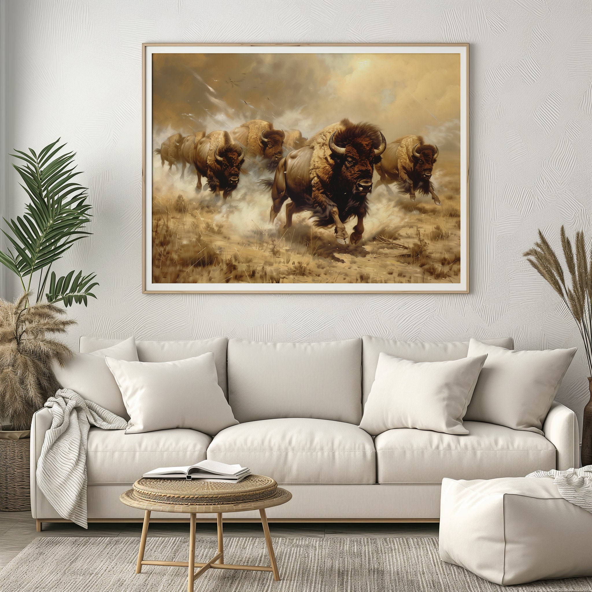 Bison Herd Stampeding | Painting | Digital Download | 2 - Etsy