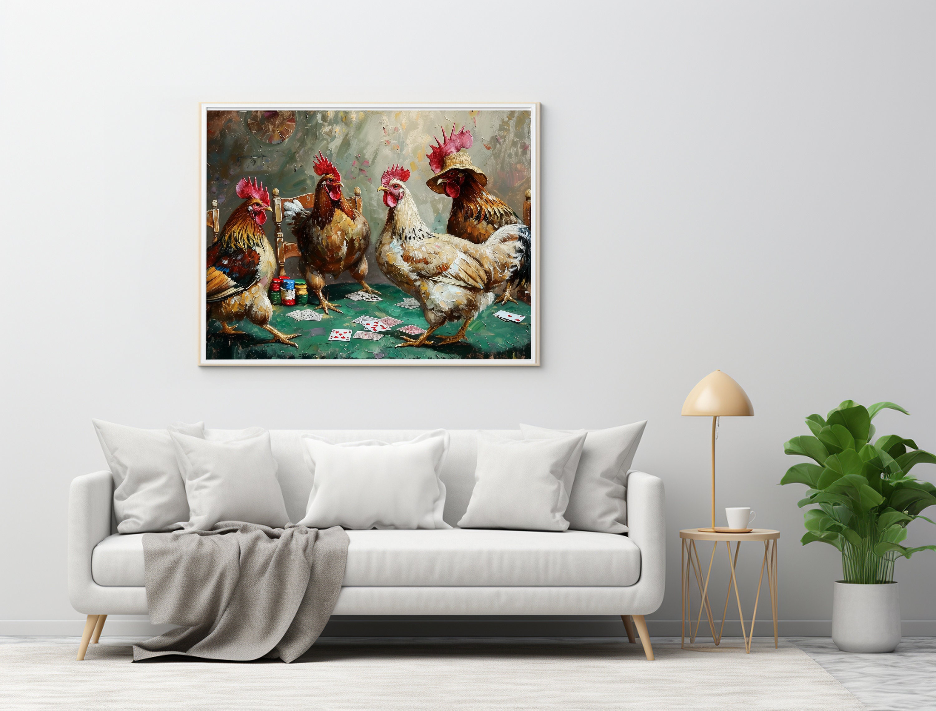 Chickens Playing Poker | Painting | Digital Download | 1 - Etsy