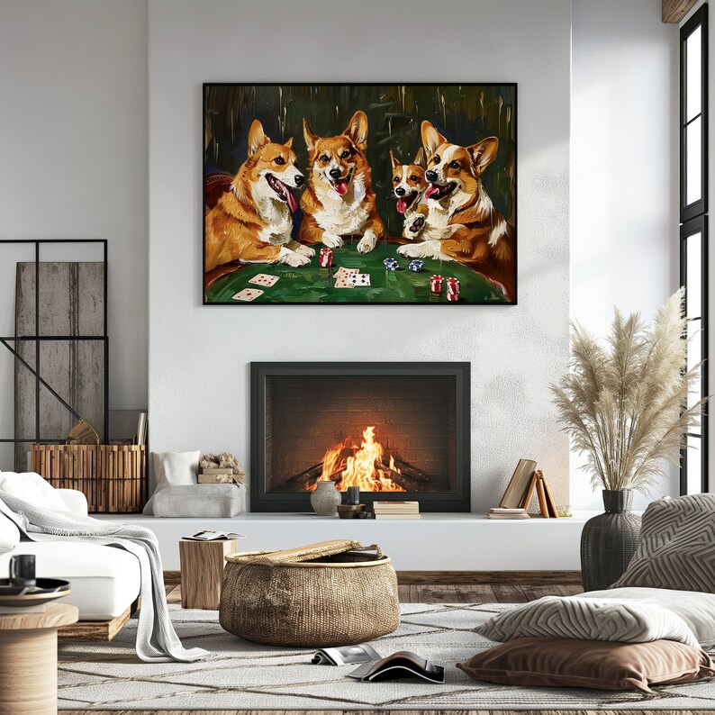 Dogs Playing Poker | Corgis | Painting | Digital Download - Etsy