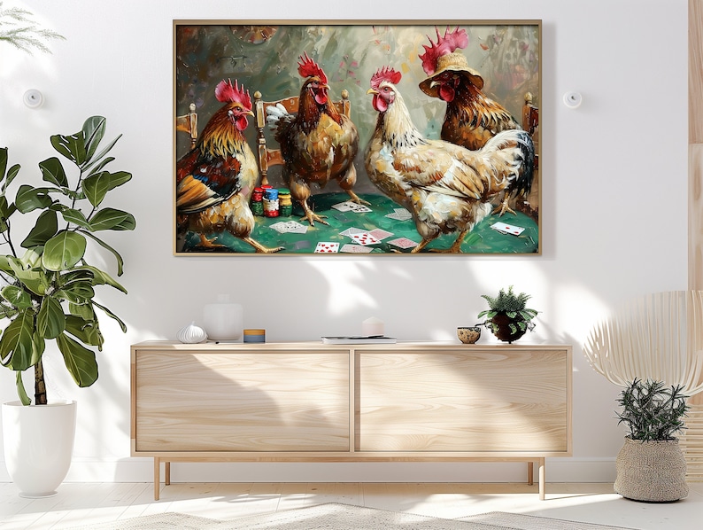 Chickens Playing Poker | Painting | Digital Download | 1 - Etsy