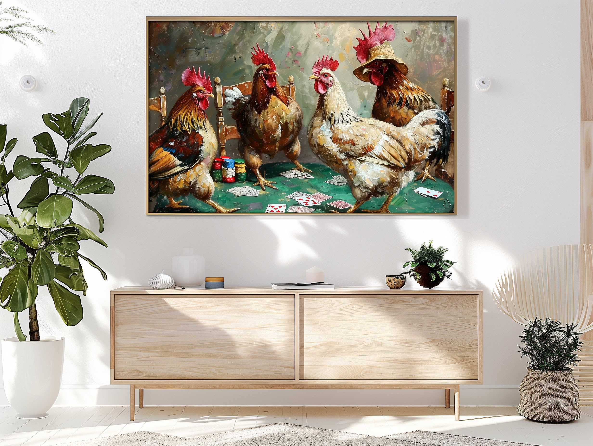 Chickens Playing Poker | Painting | Digital Download | 1 - Etsy