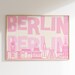 Berlin Skyline Art Print, Pink Berlin Wall Art, Modern City ...