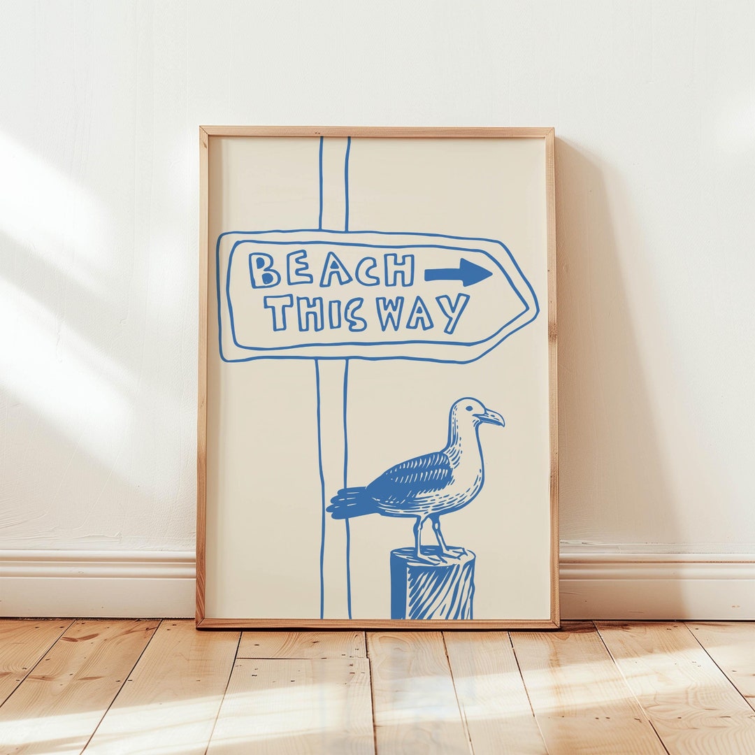 Vintage Beach Poster Beach Wall Art Trendy Home Decor Seagull Print ...