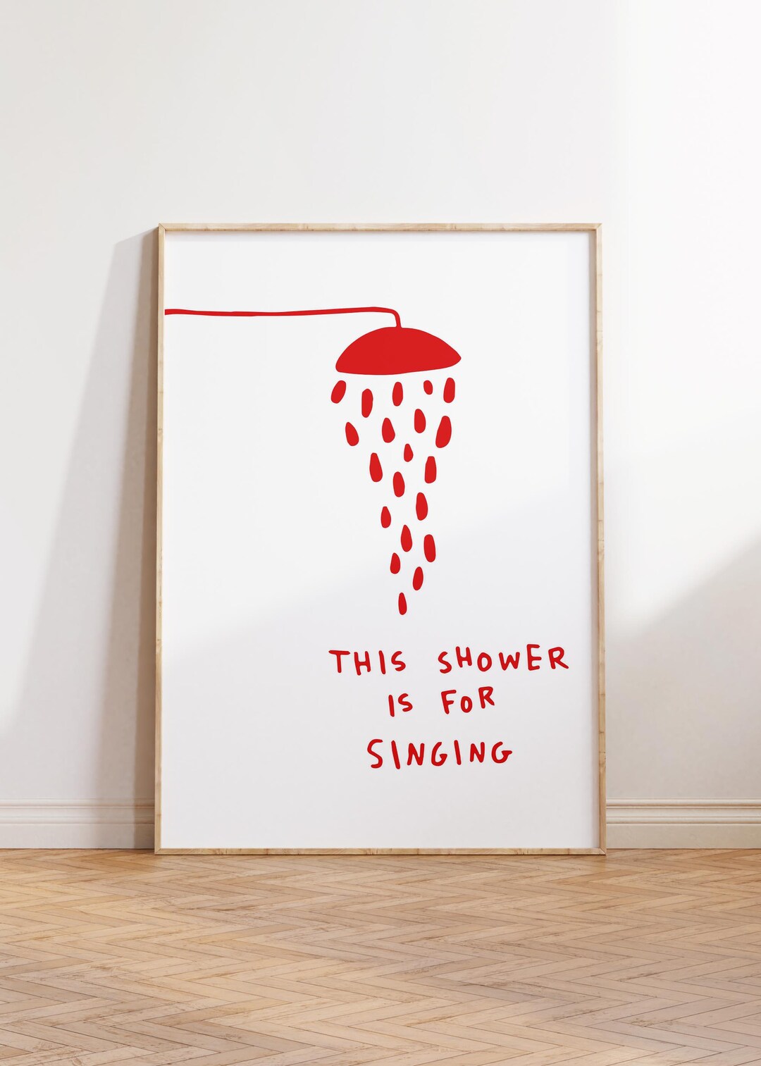 Red Shower Poster, Digital Download, Bathroom Wall Art, Modern ...