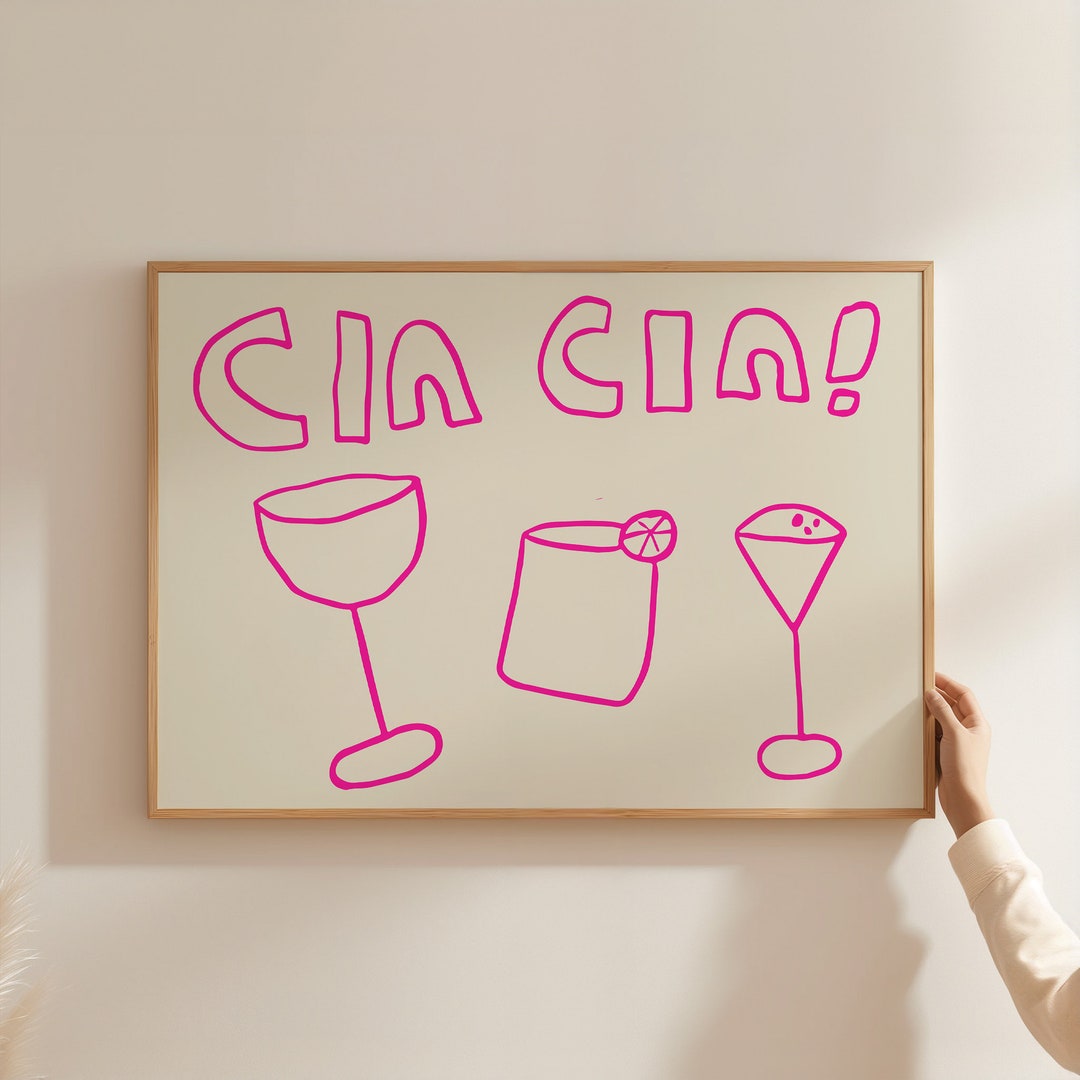 Cin Cin Print Trendy Horizontal Print Retro Bar Print Bar Cart Art ...