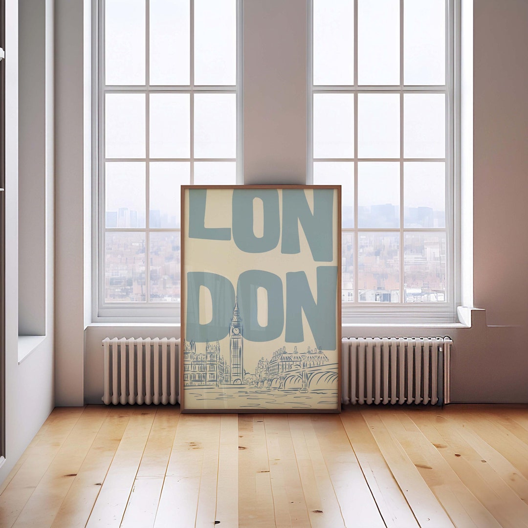 London Art Print Vintage London Wall Art Retro Print London Skyline ...
