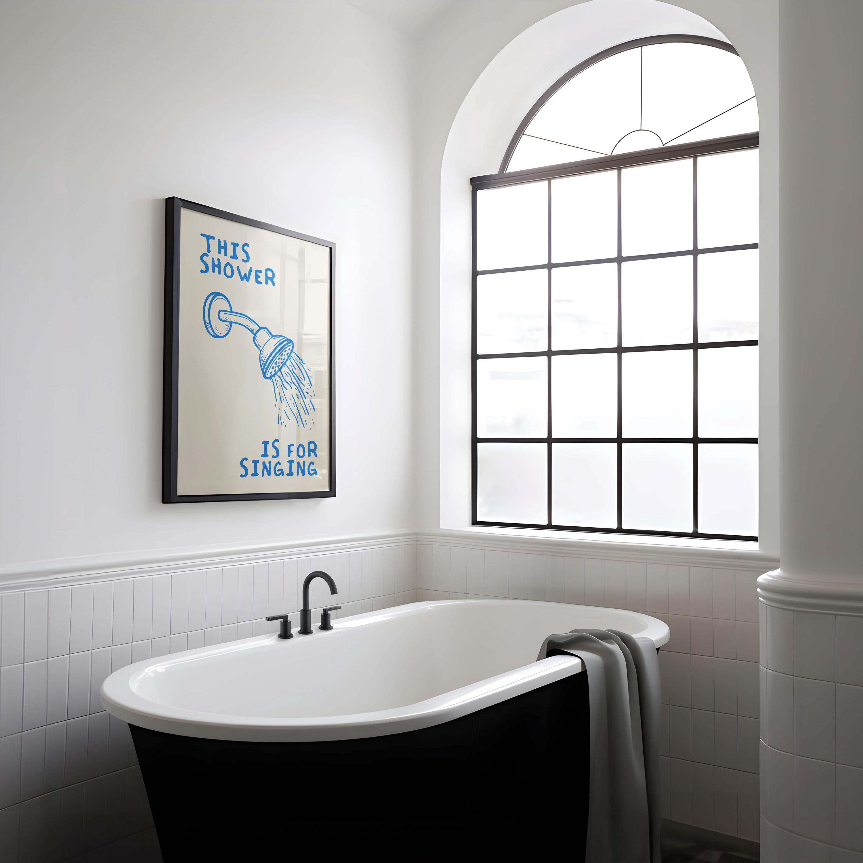 Shower Poster Funny Bathroom Print Cute Bathroom Decor Retro Print ...