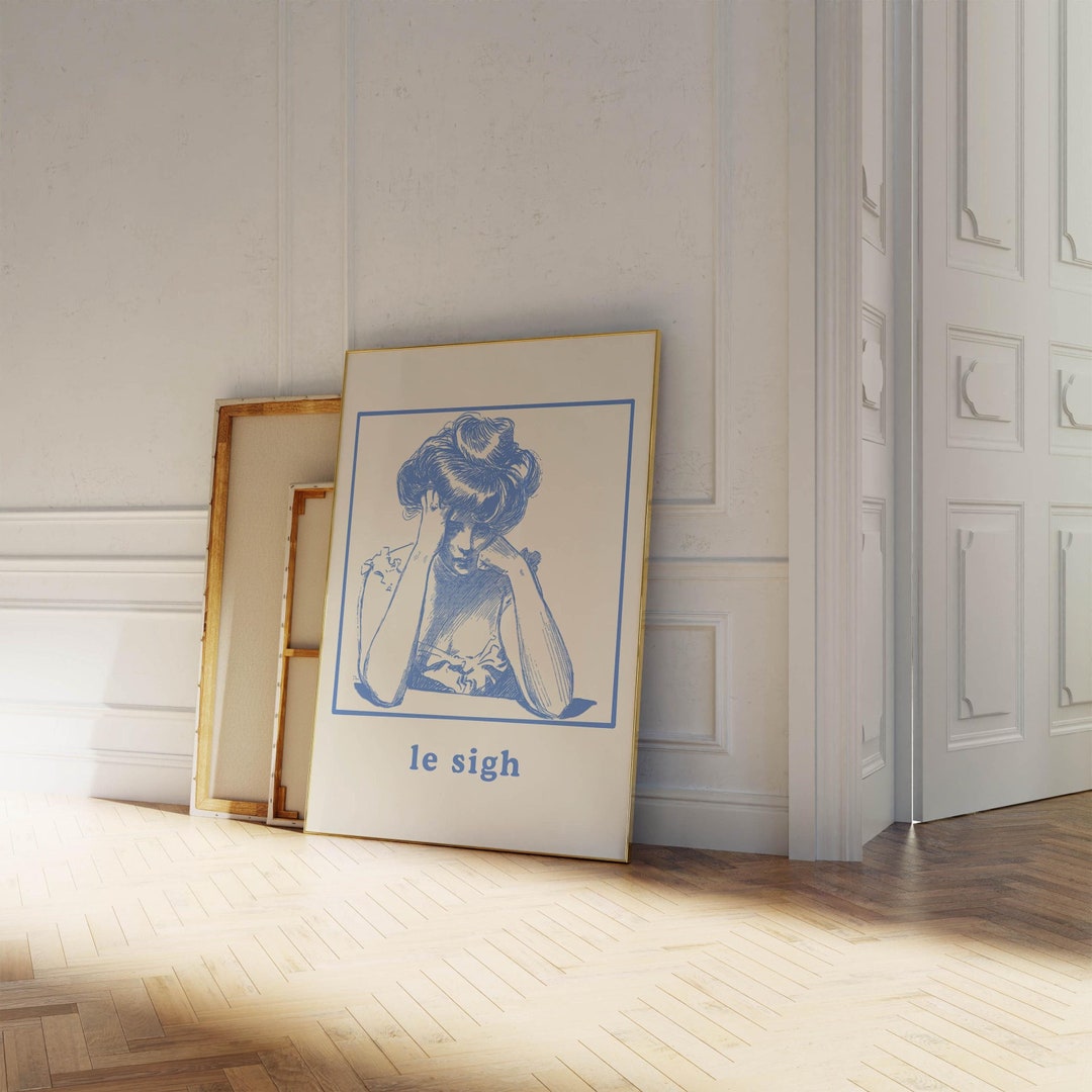 Vintage Le Sigh Art Print | Bar Cart Decor | Retro Wall Art | Sad Girl ...