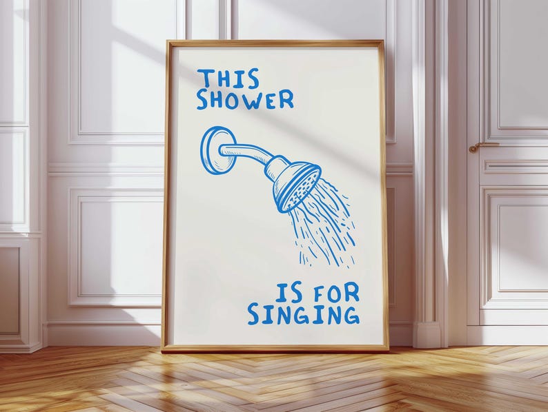 Shower Poster Funny Bathroom Print Cute Bathroom Decor Retro Print ...
