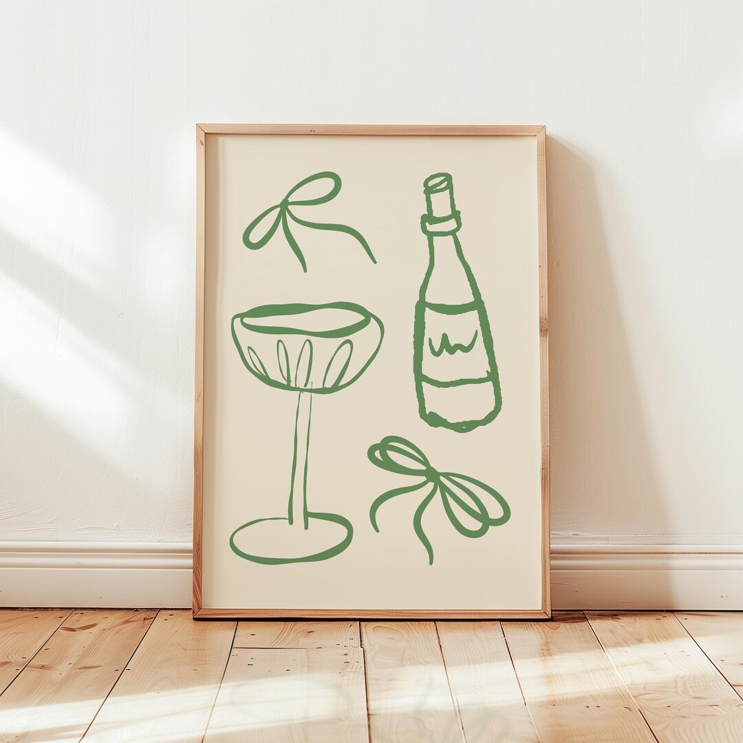 Bar Cart Print Coquette Poster Trendy Bar Wall Art Retro Bar Cart Decor ...