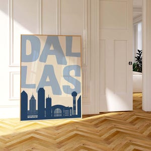 Dallas Poster – Texas Skyline Wall Art, Retro City Print (digital ...