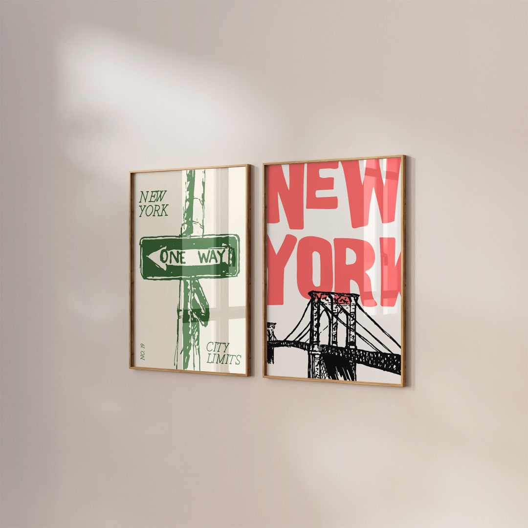 New York Art Print Vintage NYC Wall Art Retro New York City Poster ...