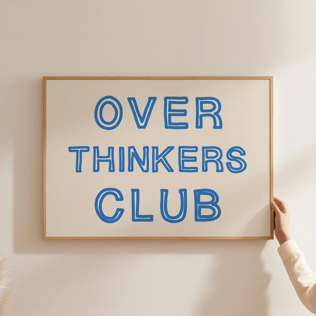 Overthinkers Club Digital Art Print - Modern Minimalist Wall Art, Blue ...