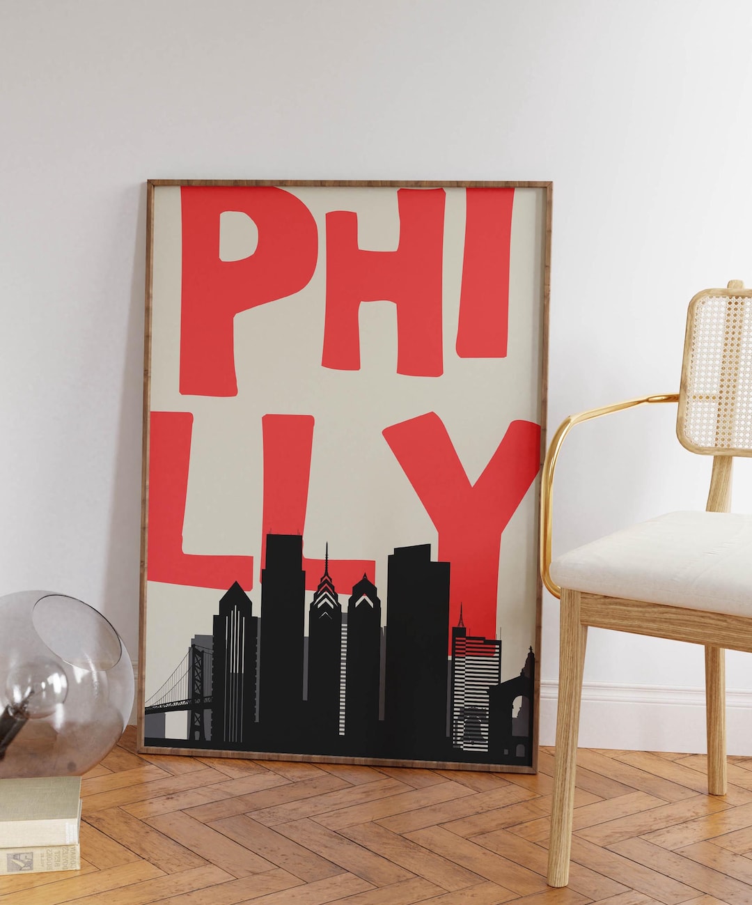 Philadelphia Skyline Art Print: Red Retro Philly Poster (digital ...