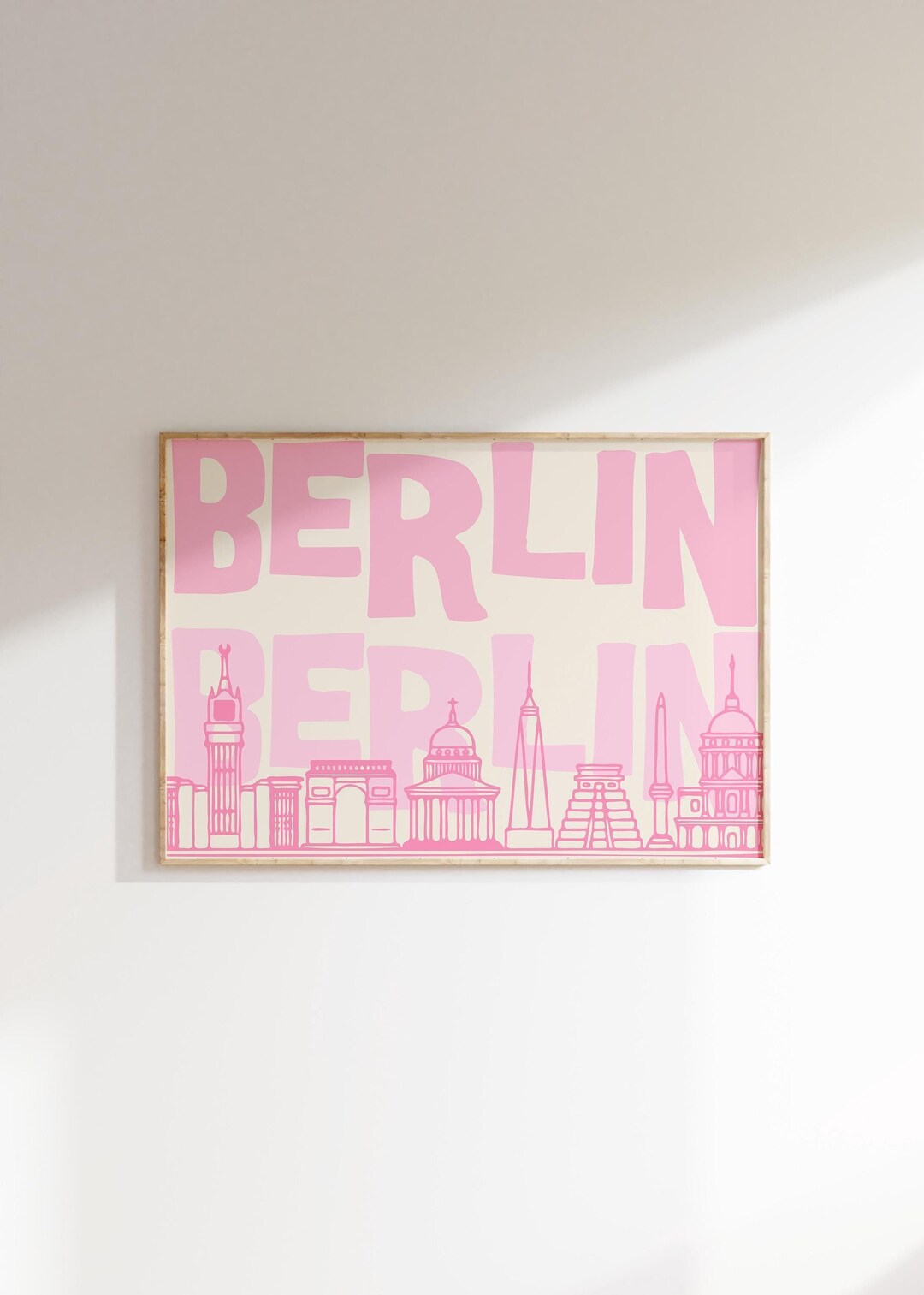 Berlin Skyline Art Print, Pink Berlin Wall Art, Modern City ...