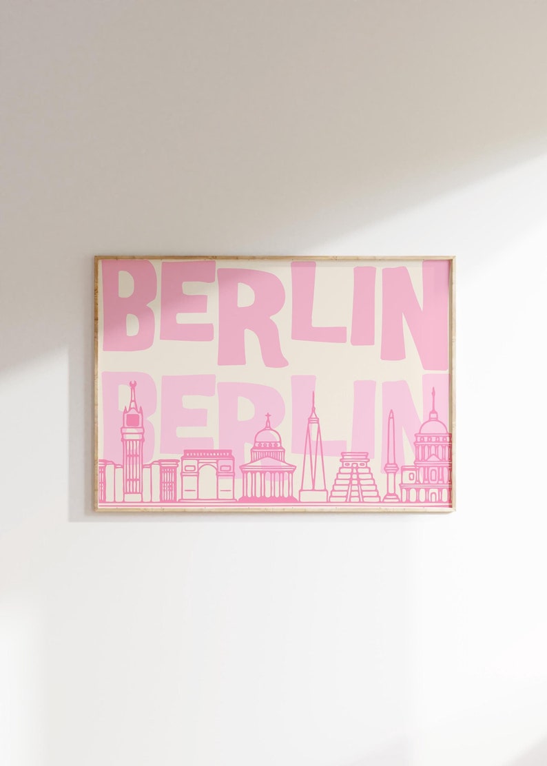Pink Berlin Skyline Art Print: Modern City Illustration (digital ...
