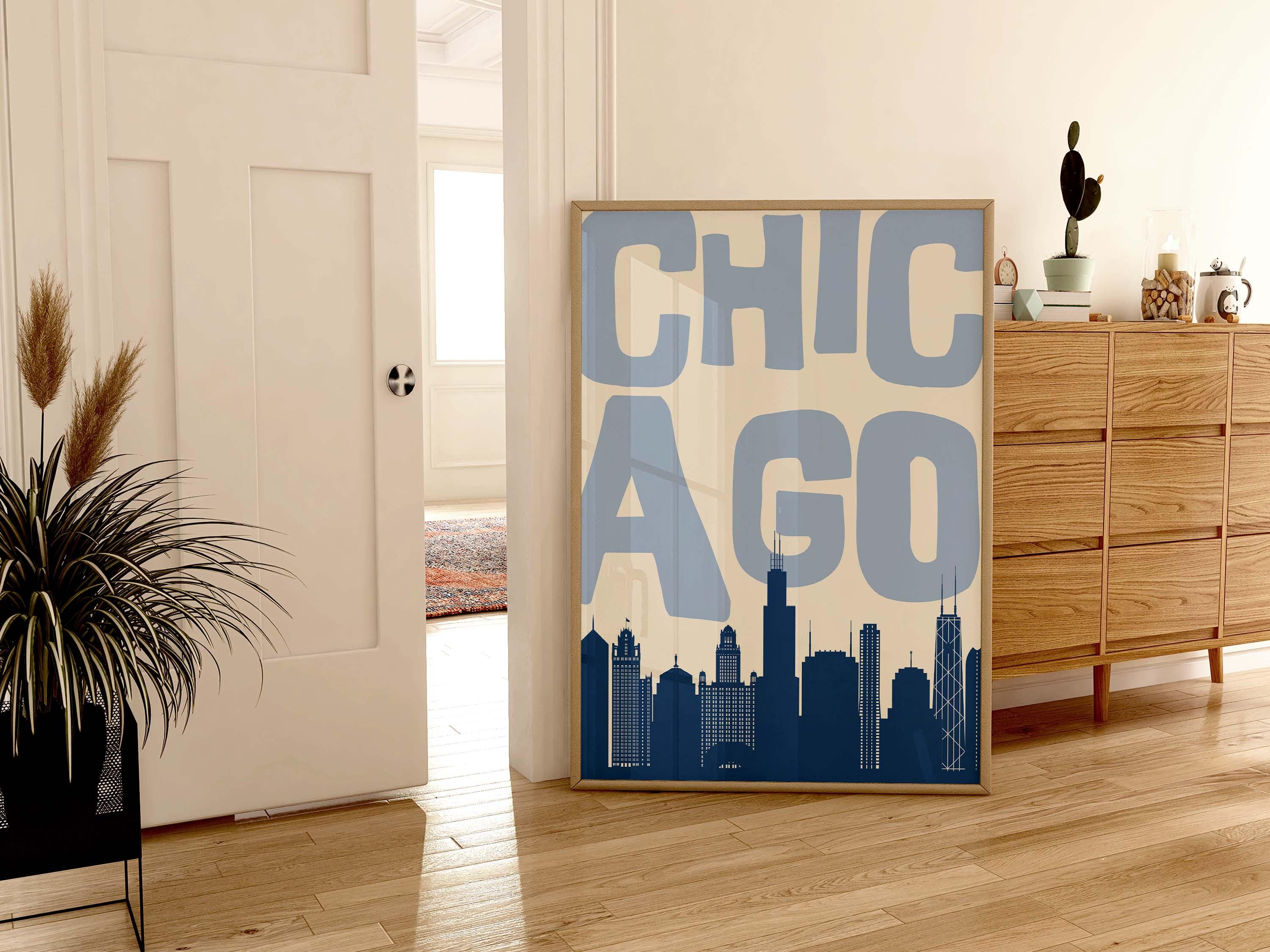 Chicago Art Print Vintage Chicago Wall Art Trendy Home Decor Retro ...