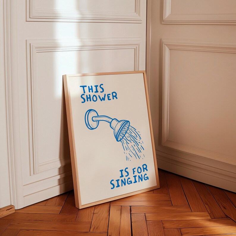 Shower Poster Funny Bathroom Print Cute Bathroom Decor Retro Print ...