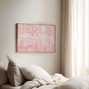 Berlin Skyline Art Print, Pink Berlin Wall Art, Modern City ...