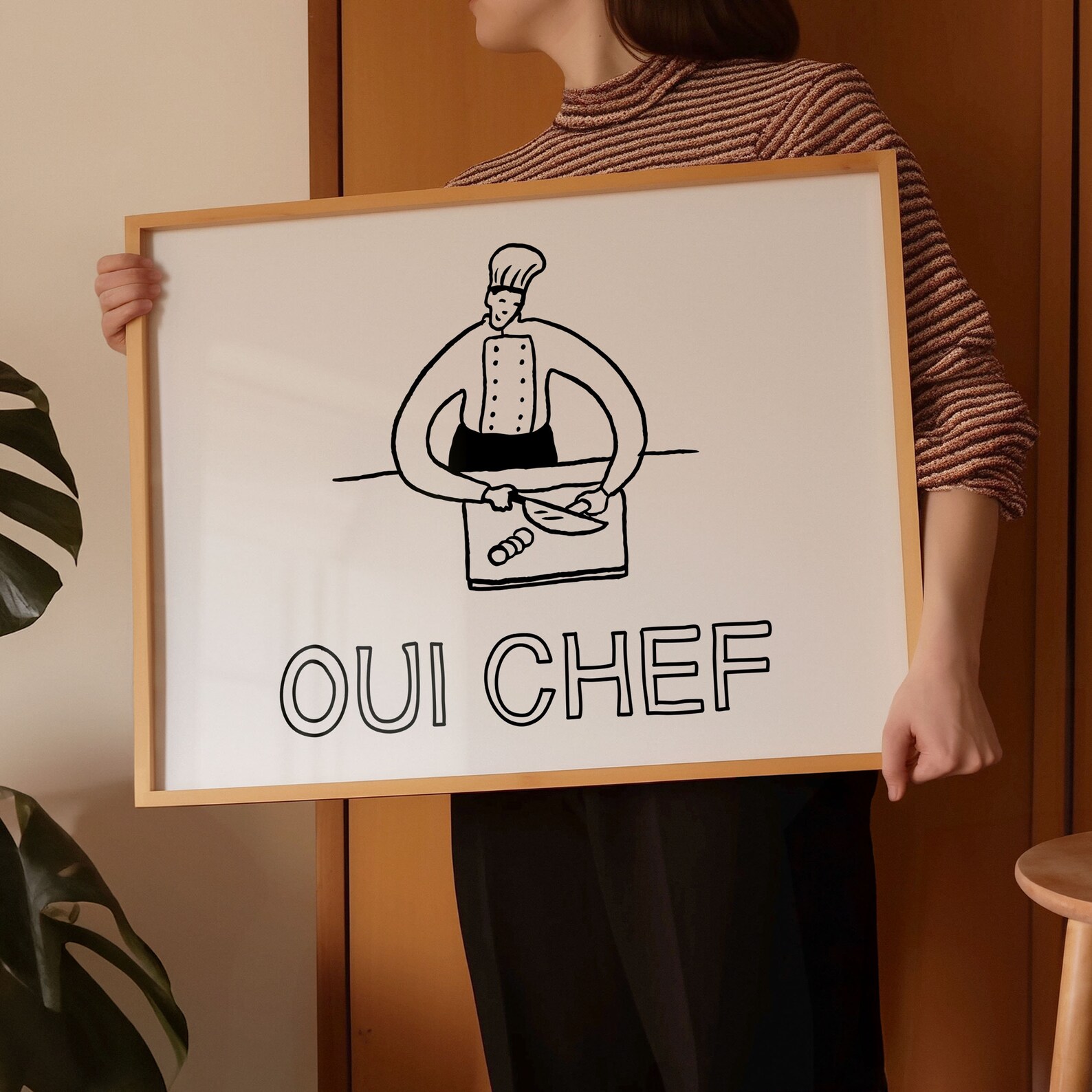 Oui Chef Poster French Food Print Trendy Horizontal Kitchen Wall Art ...