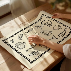 Dinner Party Poster Vintage Food Poster Trendy Kitchen Decor Wine and ...