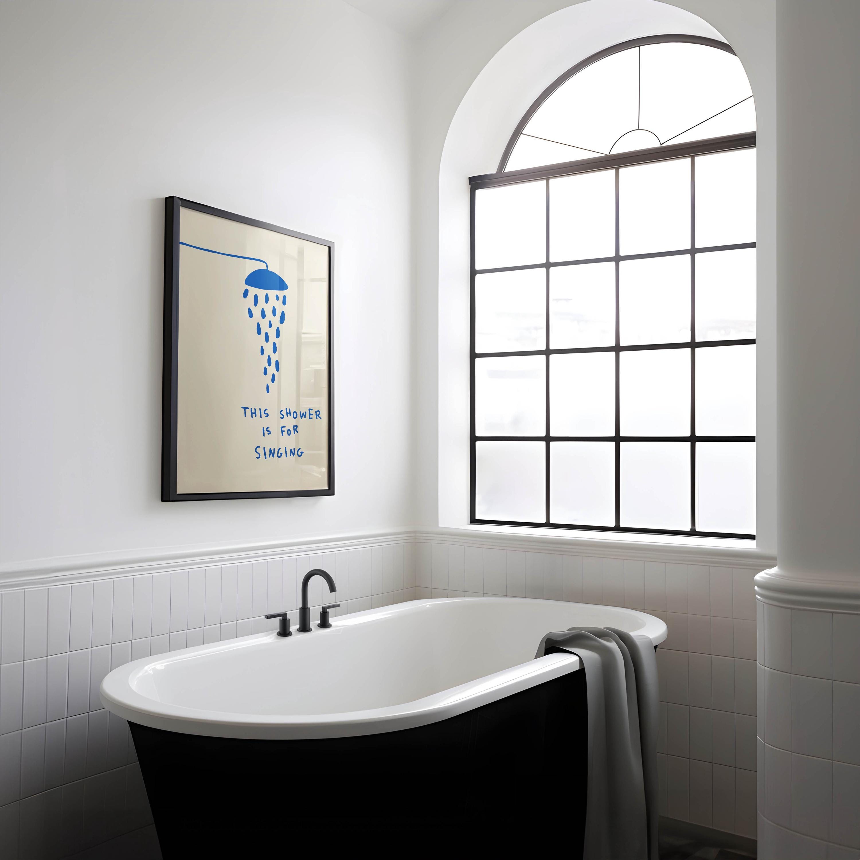 This Shower is for Singing Art Print Retro Bathroom Print Bathroom ...