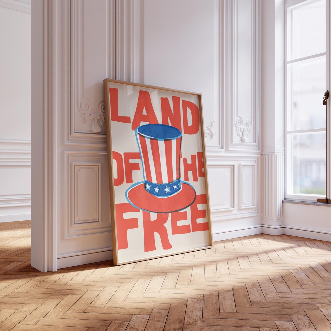 Land of the Free Print Vintage USA Poster Retro Patriotic Wall Art ...