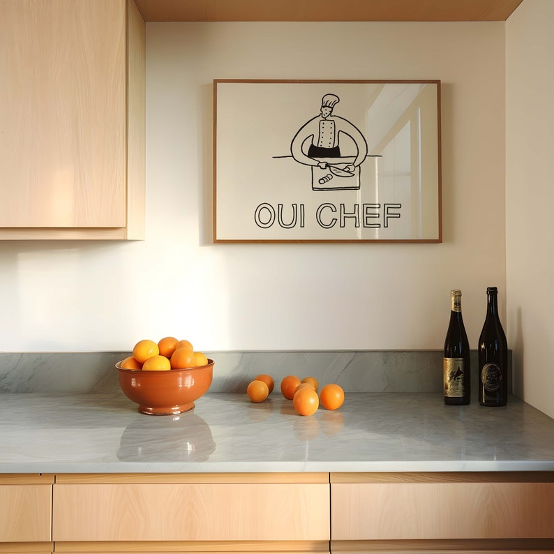 Oui Chef Poster French Food Print Trendy Horizontal Kitchen Wall Art ...