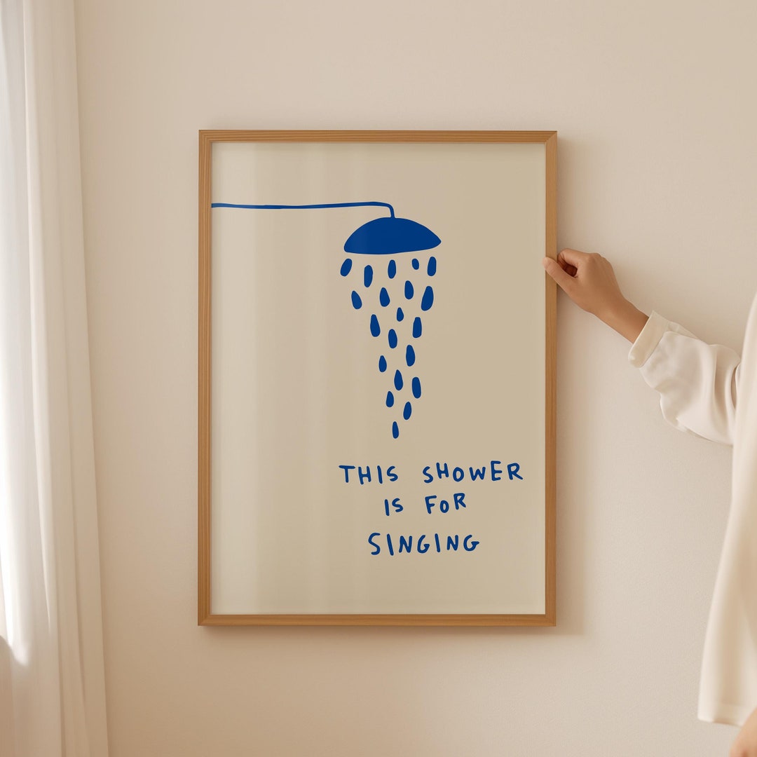 This Shower is for Singing Art Print Retro Bathroom Print Bathroom ...