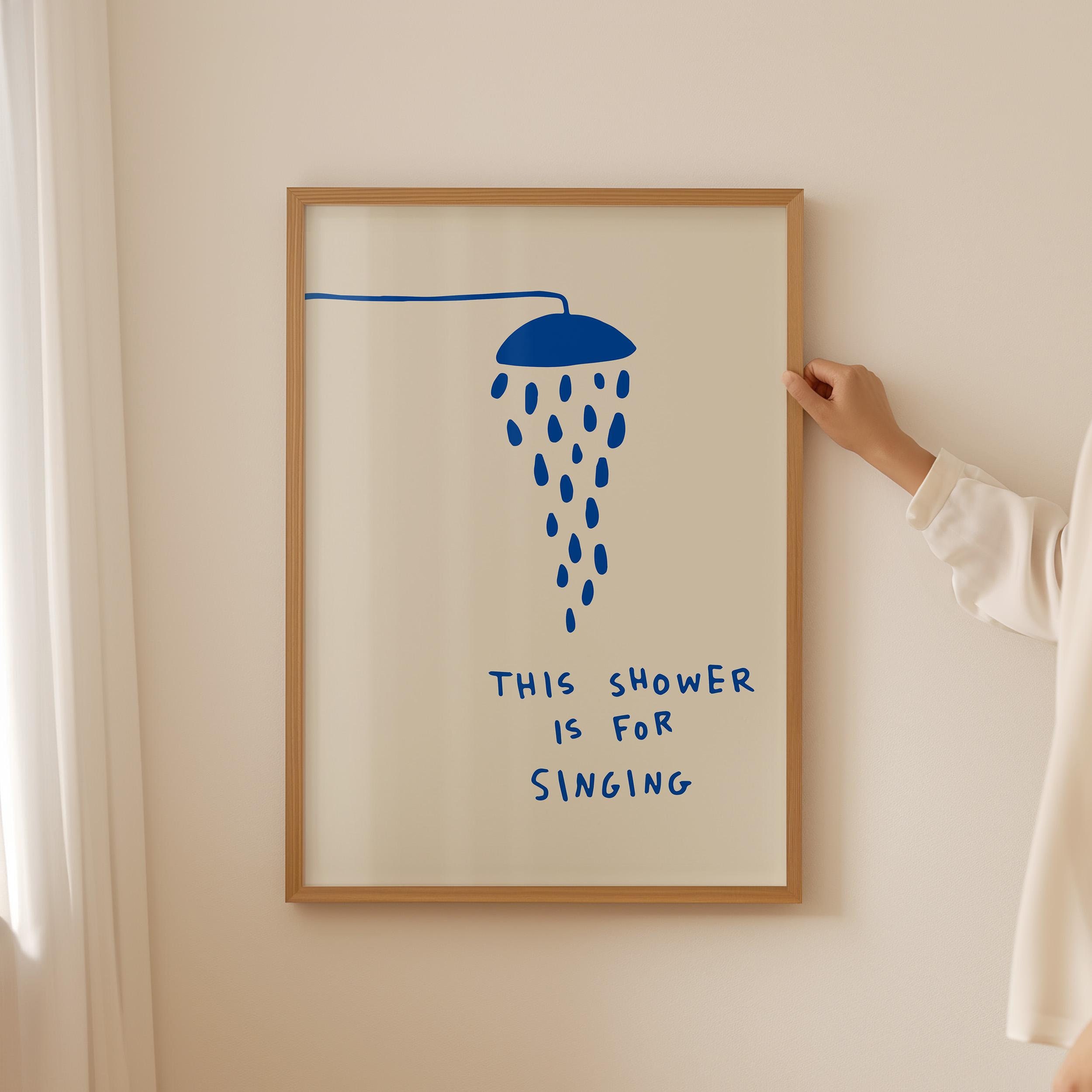 This Shower is for Singing Art Print Retro Bathroom Print Bathroom ...