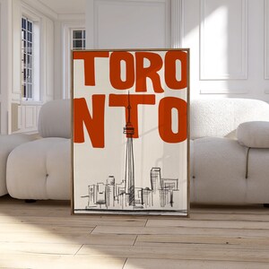 Toronto Skyline Print: Modern Red & Black Cityscape (digital Print ...
