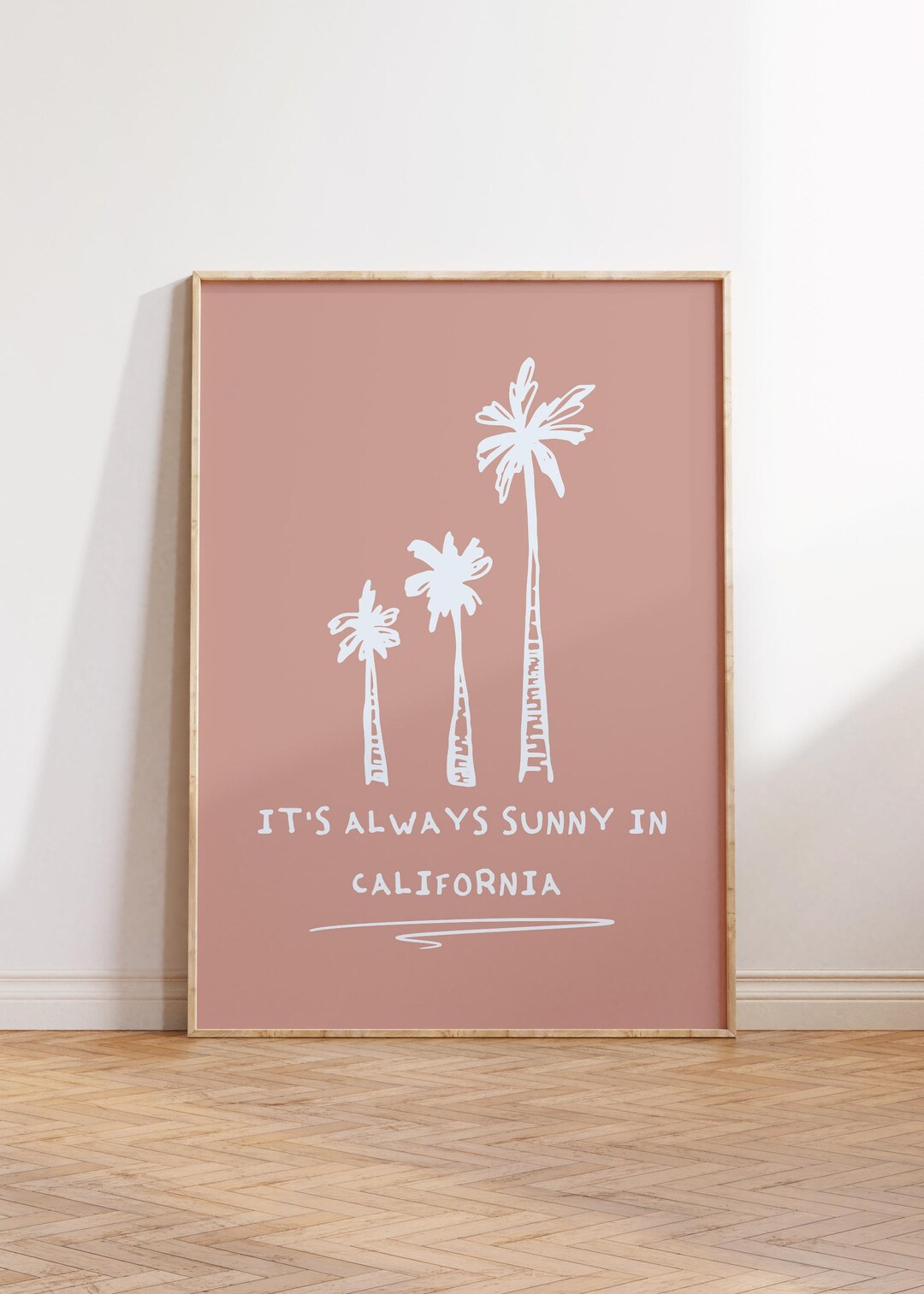California Palm Tree Poster Digital Download - Minimalist Pink Wall Art ...