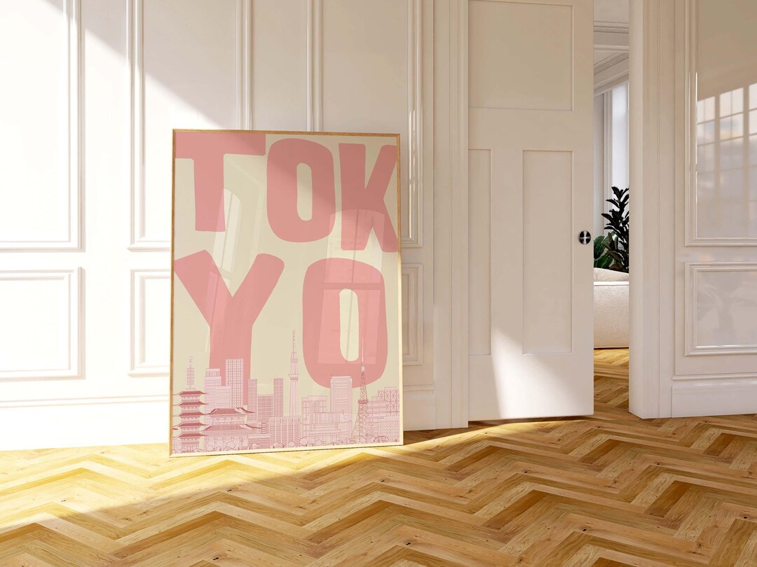 Vintage Tokyo Art Print - Retro Pink Tokyo Poster - Minimalist Wall Art ...