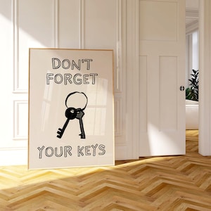 Funny Keys Reminder Print: Minimalist Entryway Decor (digital Download ...
