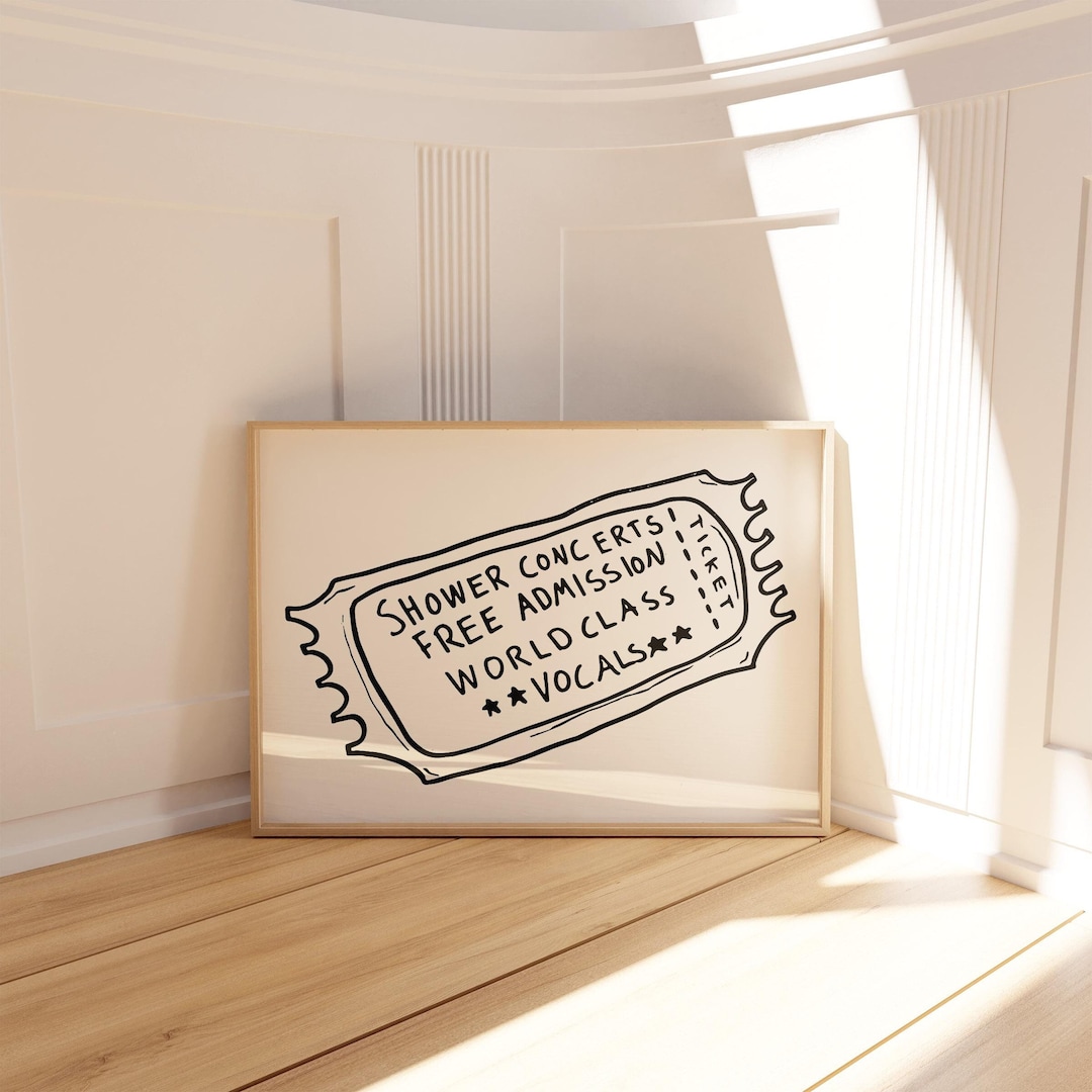Funny Shower Concert Ticket Art Print: Trendy Bathroom Decor (instant ...