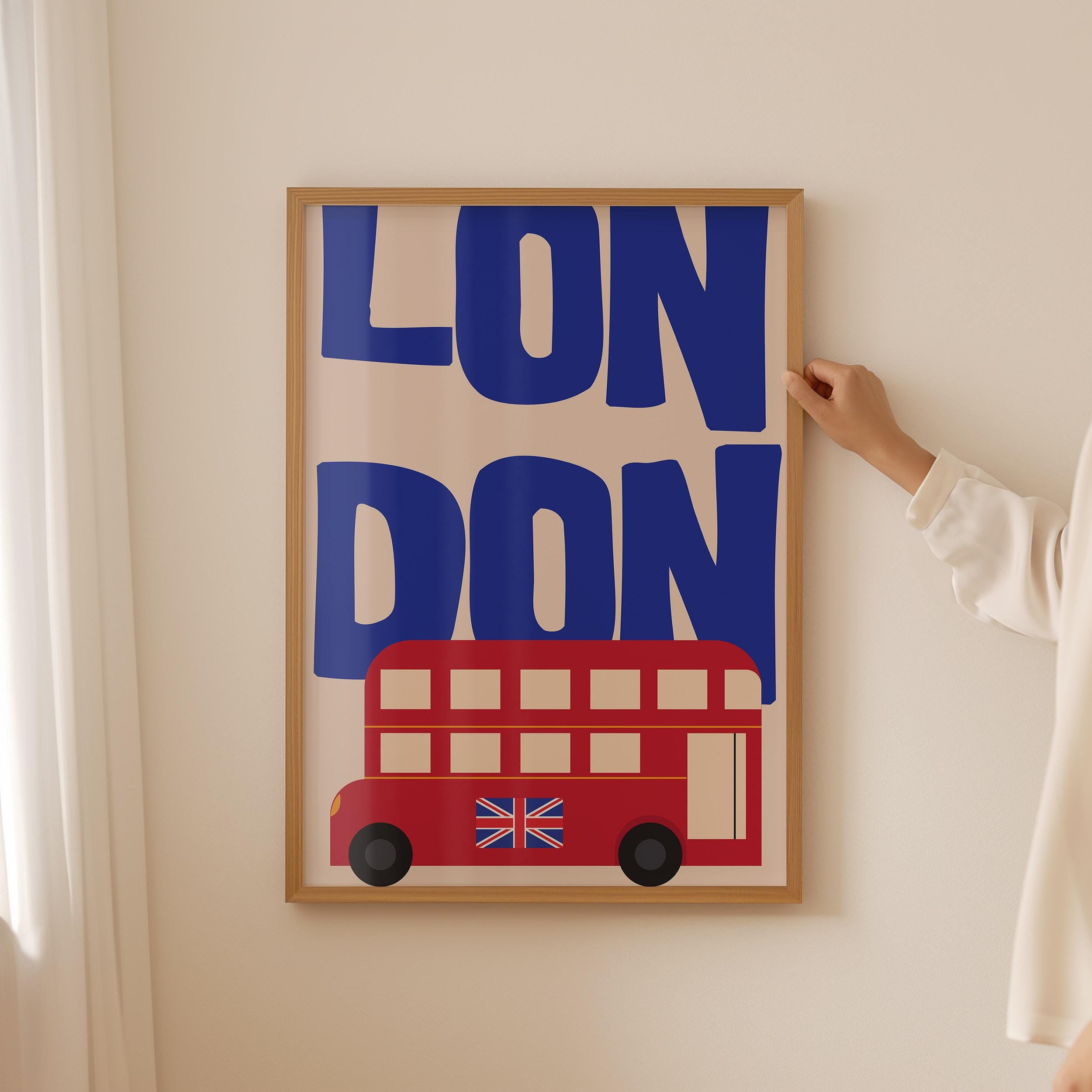 London Bus Art Print: Retro UK Poster (digital Download) - Etsy