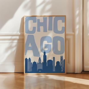 Chicago Art Print Vintage Chicago Wall Art Trendy Home Decor Retro ...